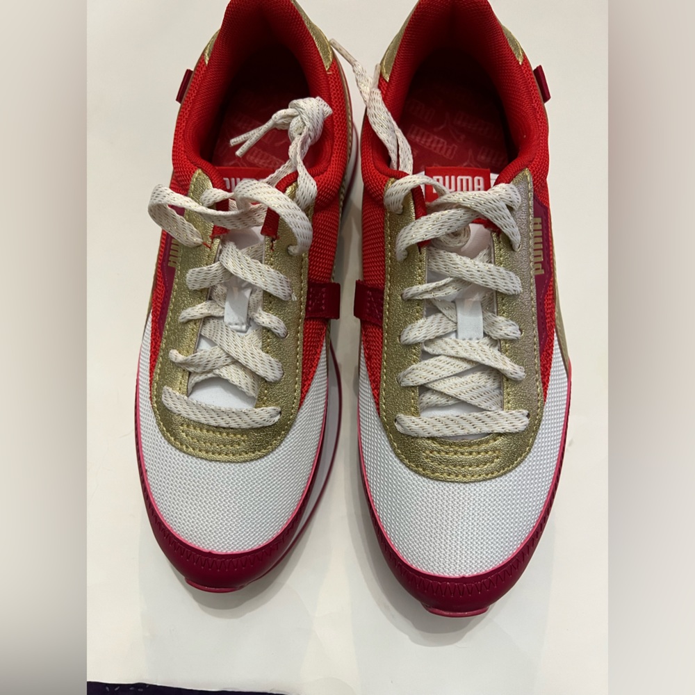 Puma Red, White, & Gold Sneakers - Gem